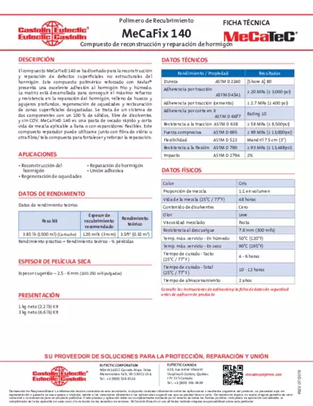 Technical Data Sheet MeCaTeC MeCaFix 140 | Castolin Eutectic